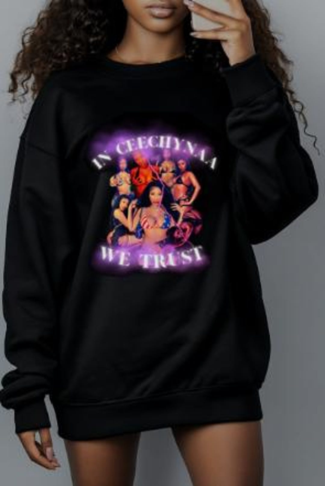 Black in Ceechynaa We Trust Crewneck Sweatshirt for Ceechynaa Fans, UK ...