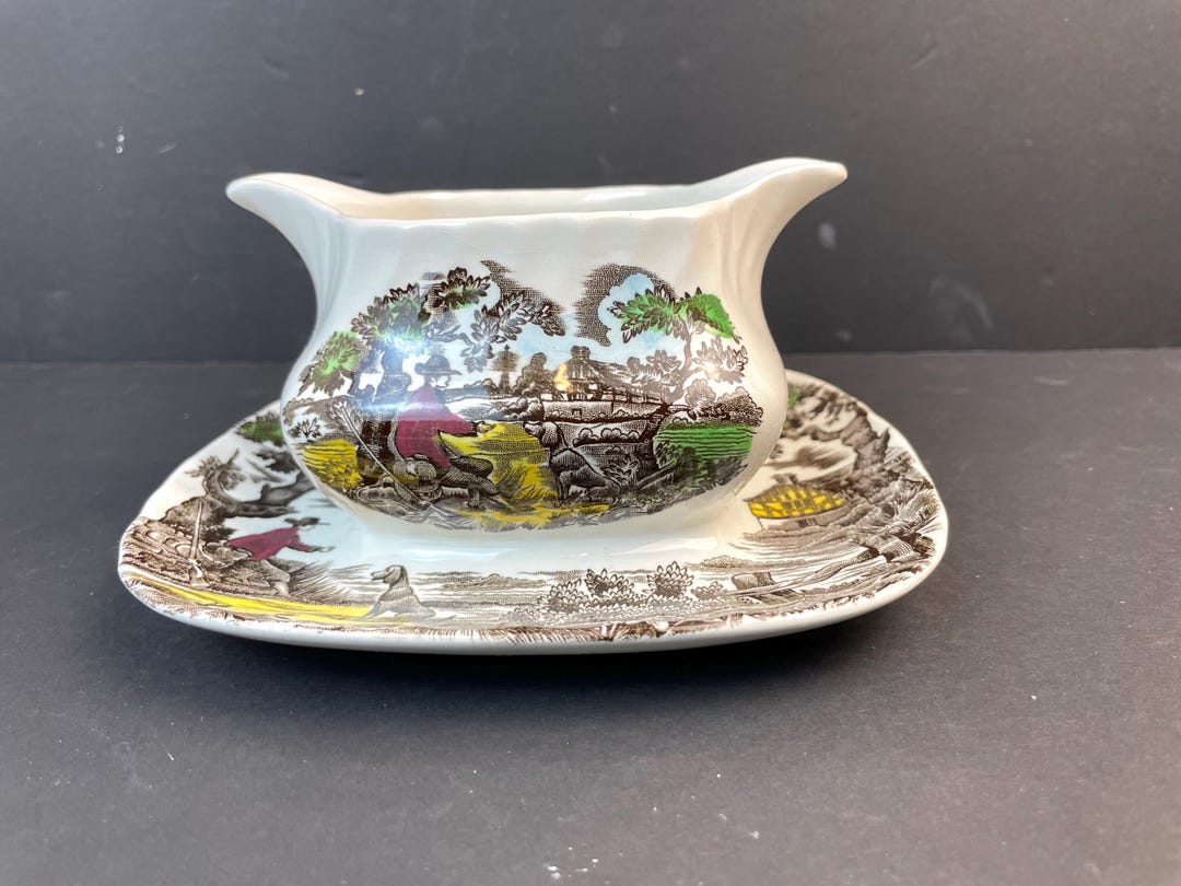 Rare Vintage Myott “the Hunt” Gravy Boat With Underplate 1960s Made in ...