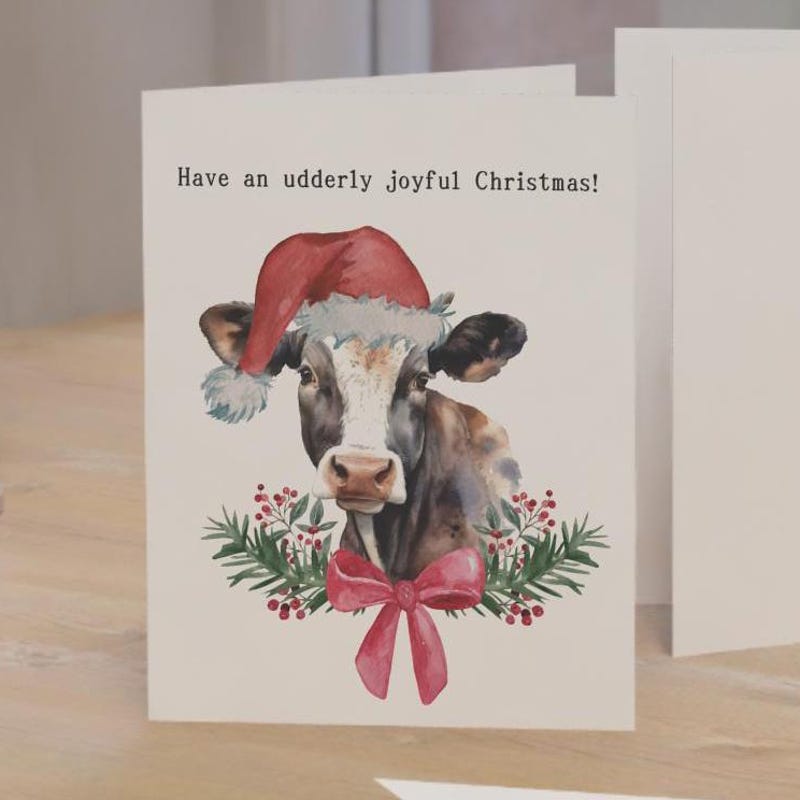 Cow Christmas Card - Etsy