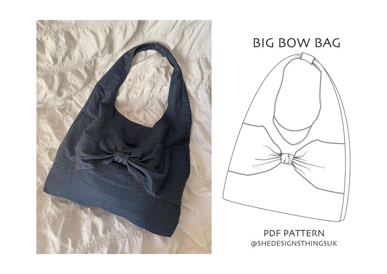 Big Bow Bag Sewing Pattern PDF Instant Download, Multi-way Hobo Style ...