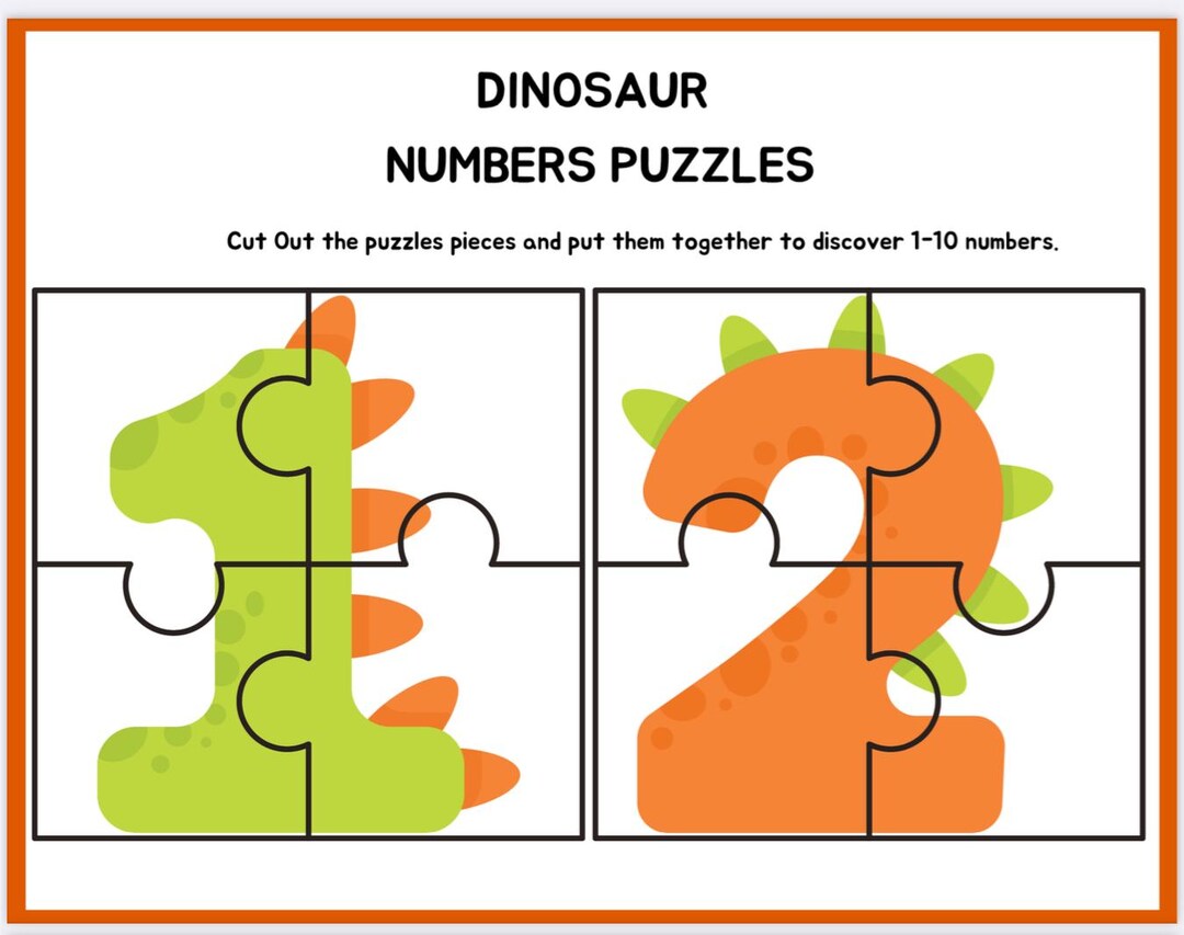 Dinosaur, Numbers Puzzle, Math Game, Editable, Station, Center ...