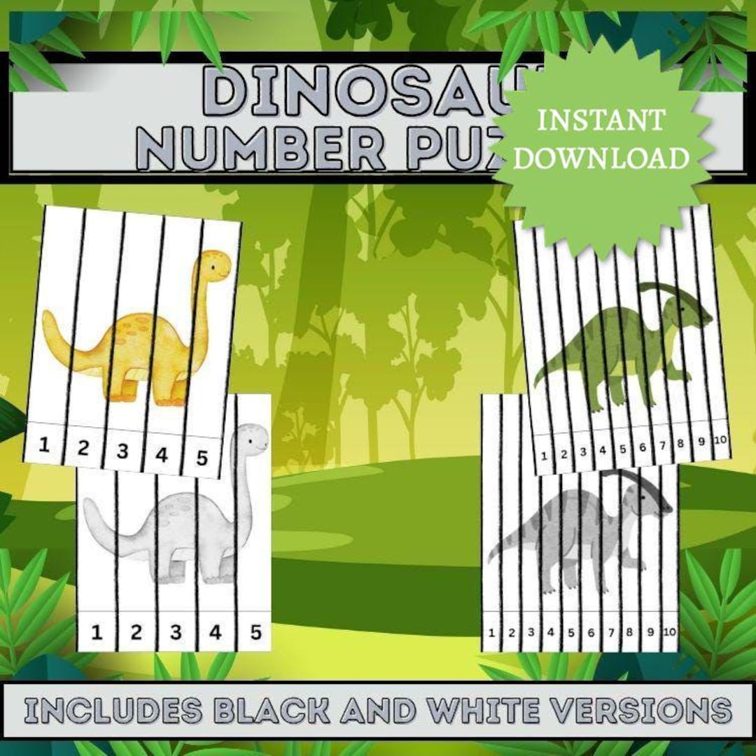 Dinosaur Number Sequencing Math Craft Printable Center - 40 Pages ...