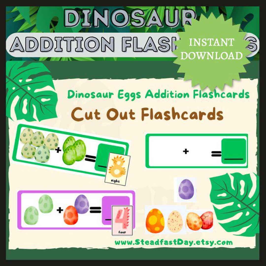 Dinosaur Eggs Math Printable Bundle With Flashcards - Homeschooling ...