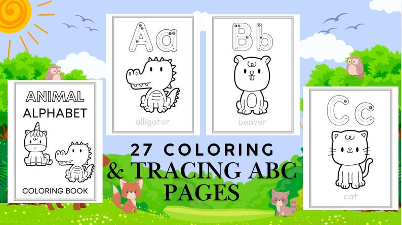 Printable Activity, Animal Coloring Tracing & Drawing Pages, 54 Pages ...