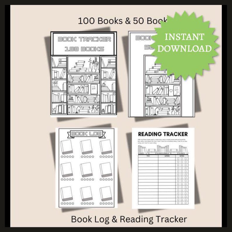 Colorful Bookshelf Reading Tracker & Log | 50 - 100 Books | Reading ...