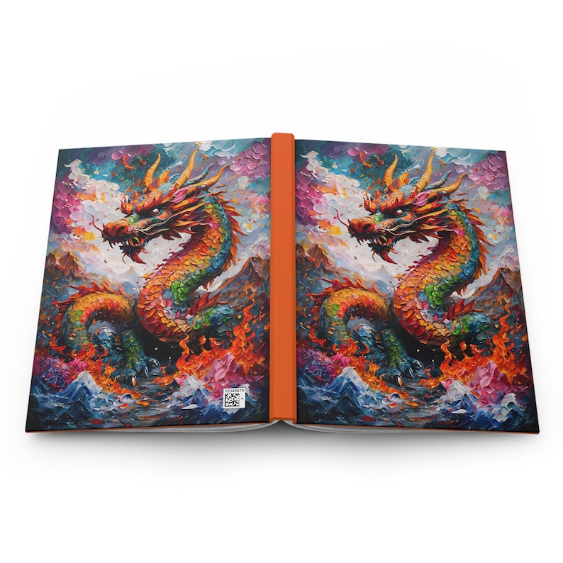 Dragon Hardcover Journal, Dragon Notebook, Chunky Oil Painting Design ...