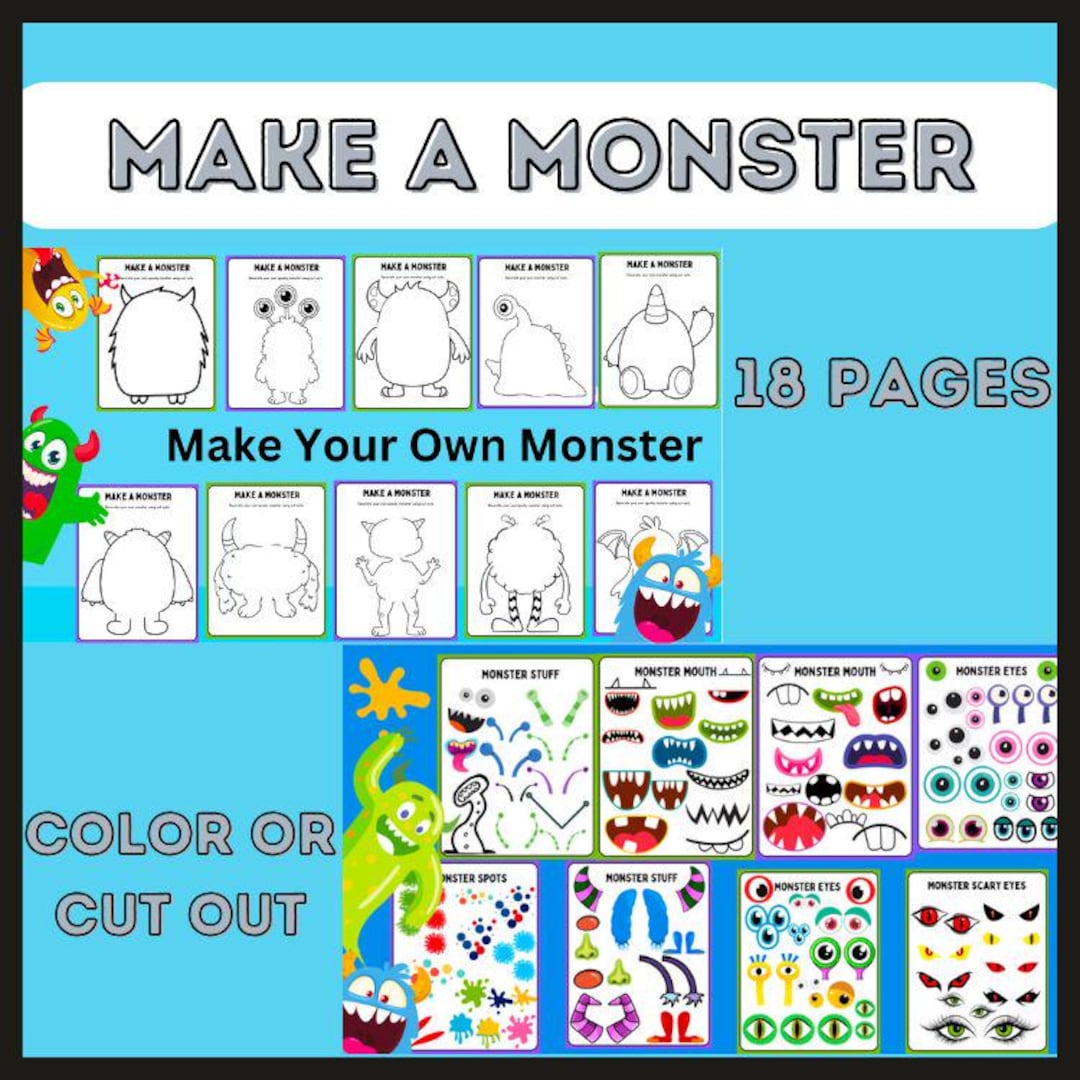 Make A Monster, Art Project, 18 Pages, Monster Center, Arts & Crafts ...