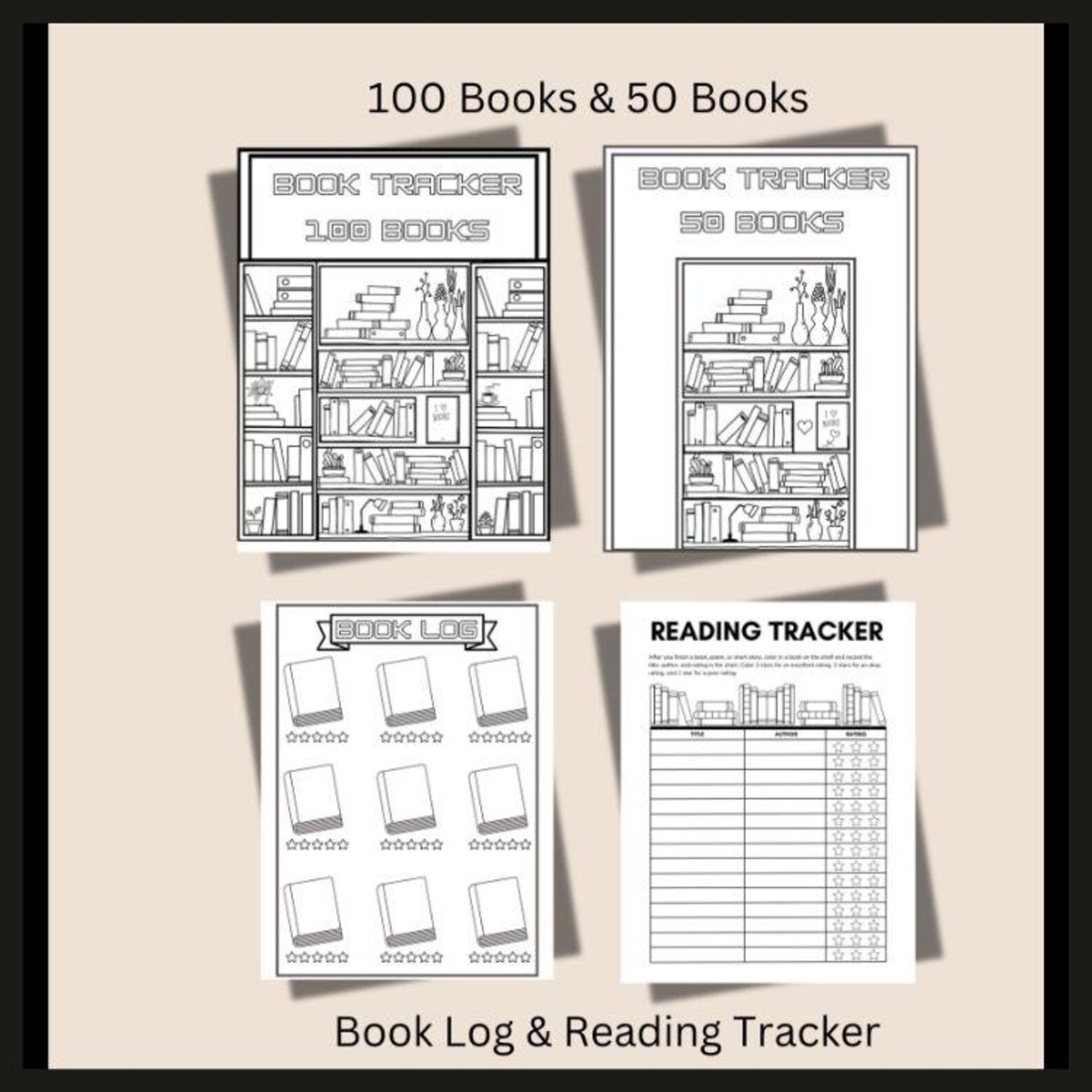 Bookshelf Reading Tracker Printable, Reading Log, Books Read Printable ...