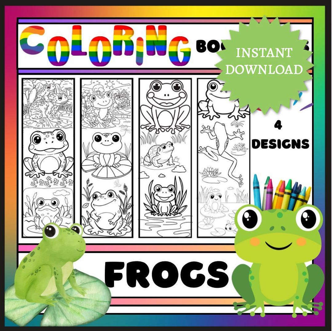 Frog Coloring Bookmarks - Printable Animal Designs for Library Craft ...