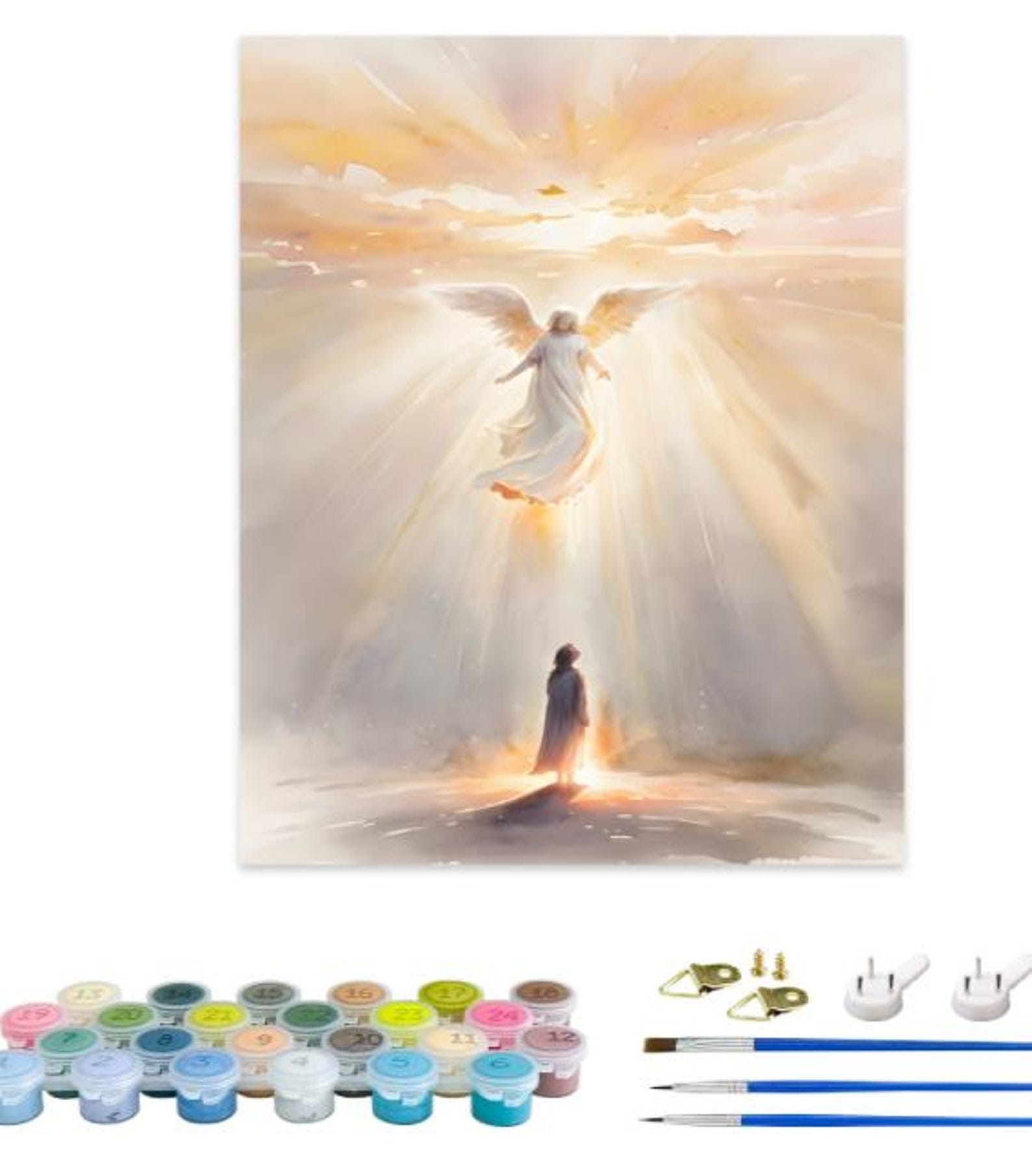 Angel Paint by Numbers Kit: Framed Canvas Art With Stand - Etsy