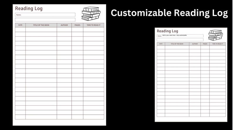 Editable Reading Log Printable. Reading Tracker Worksheets, Reading Log ...