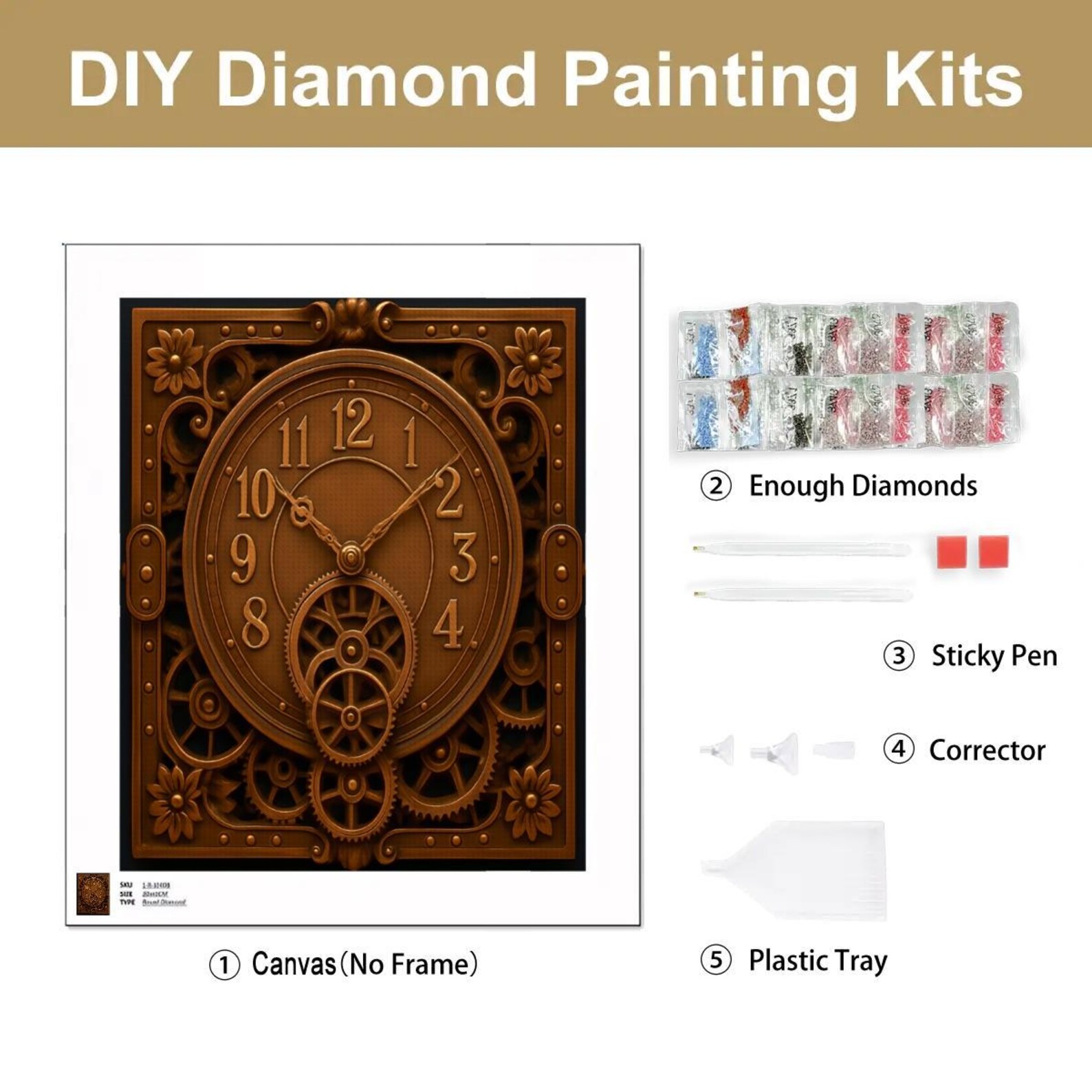 DIY Diamond Painting Clock Kit: Metal Color Art, 16x20 Canvas - Etsy