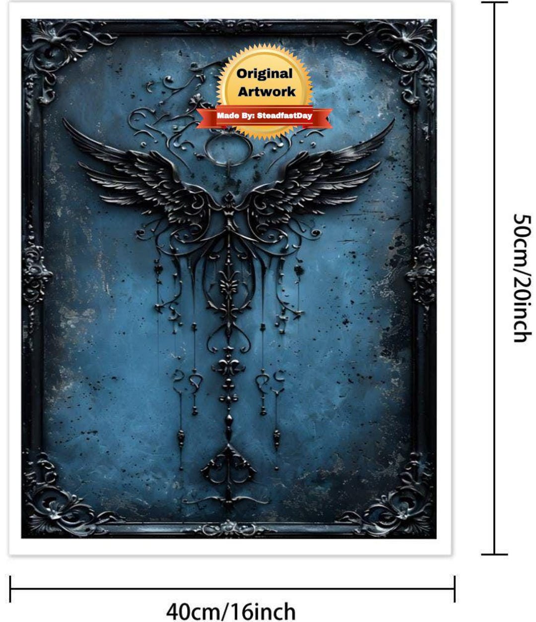 Gothic Angel Paint by Numbers Kit, Textured Blue Background, Framed Art ...