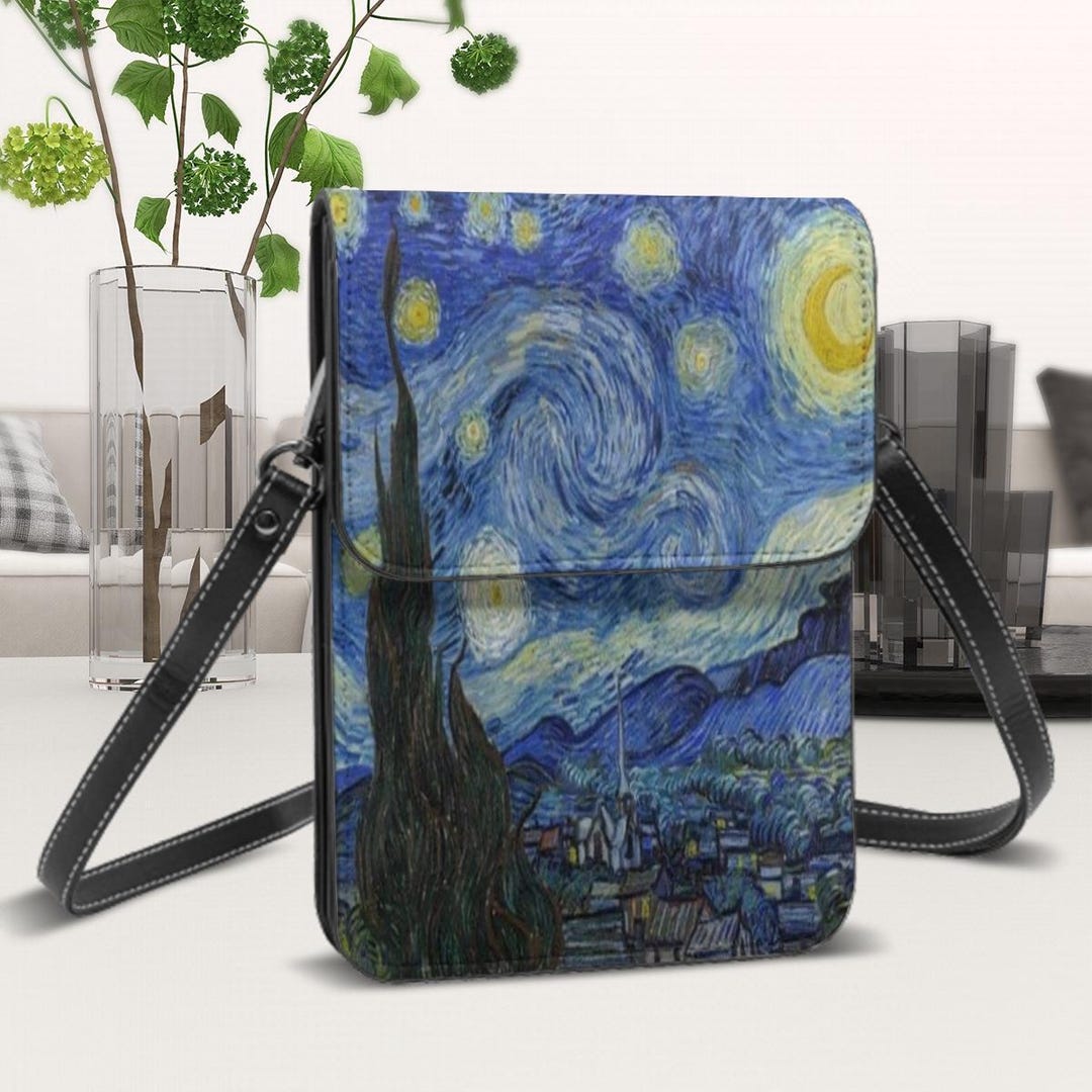 Van Gogh Starry Night Cell Phone Purse: Leather Crossbody Bag - Etsy