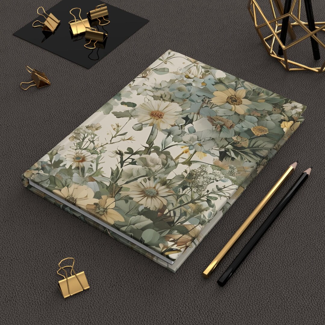 Hardcover Journal, Vintage Antique Flower Design Journal, Featuring ...