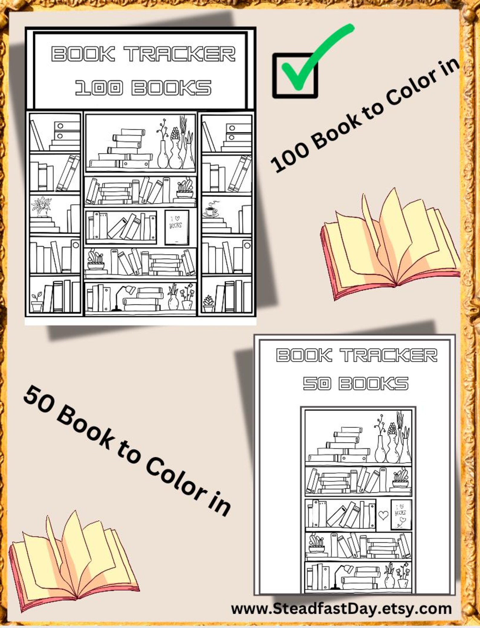 Bookshelf Reading Tracker Printable, Reading Log, Books Read Printable ...