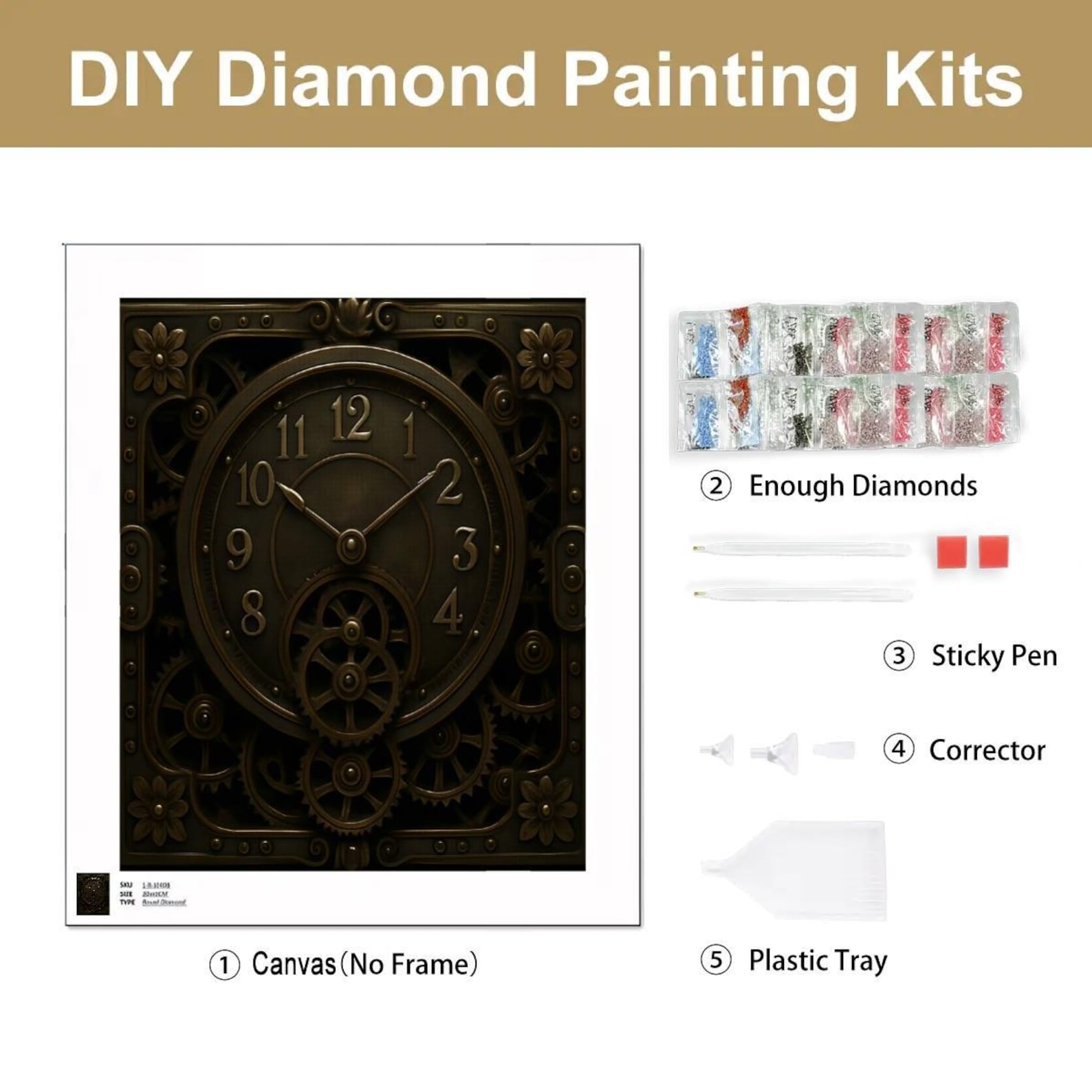 DIY Diamond Painting Clock Kit: Metal Color Art, 16x20 Canvas - Etsy