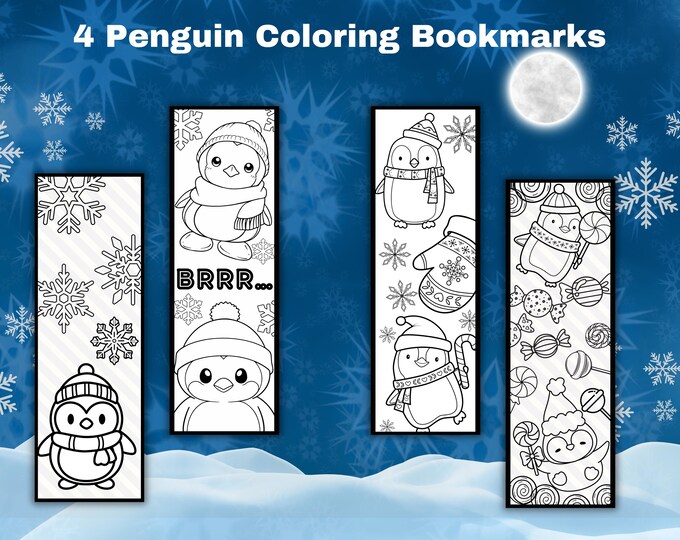 Penguin Coloring Activity Printable Bookmarks, Great Activity, Kids ...