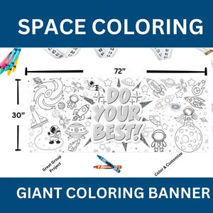 XXL Space Coloring Banner, Table Cover, Astronaut Coloring, Space ...