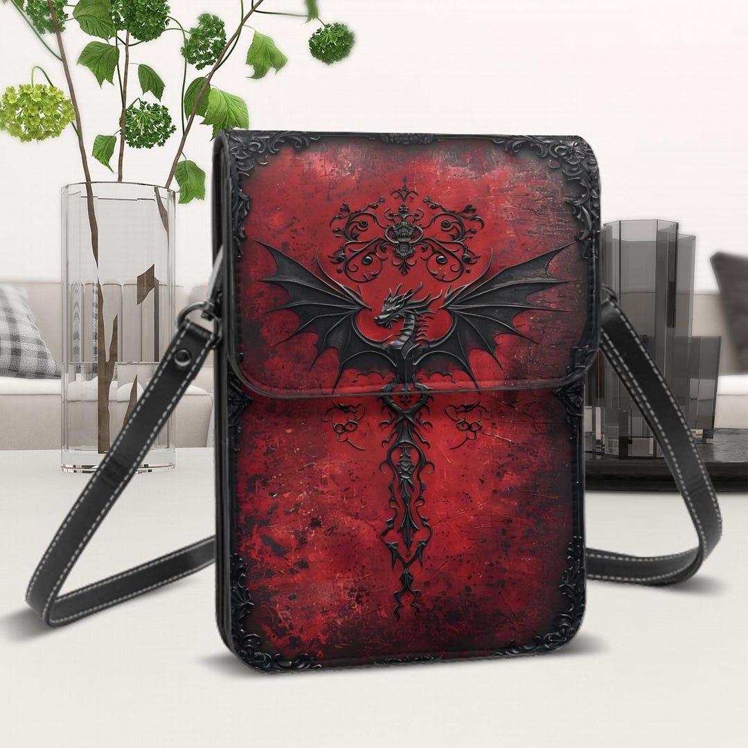 Gothic Dragon, Leather Cell Phone Purse With Shoulder Strap, Original ...