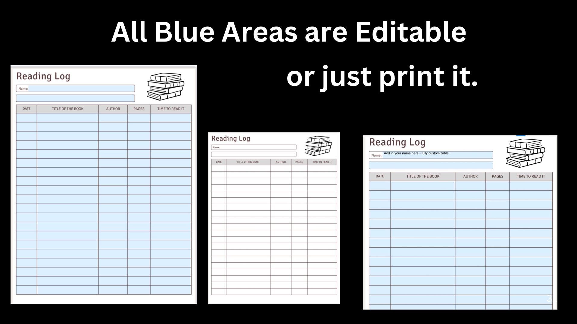 Editable Reading Log Printable. Reading Tracker Worksheets, Reading Log ...