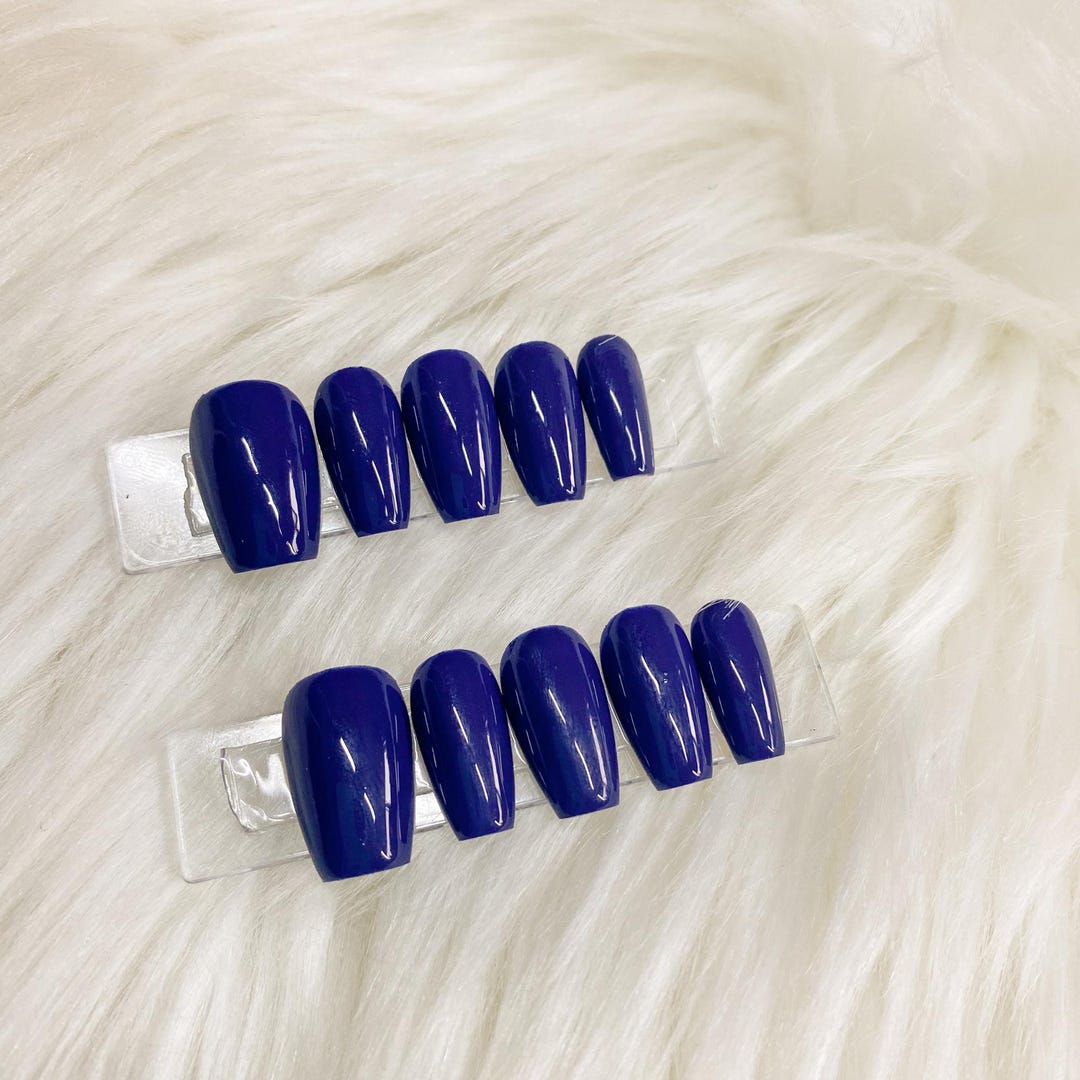 Navy Blue Press on Nails, Blue Nails, Dark Blue Press on Nails, Neutral ...