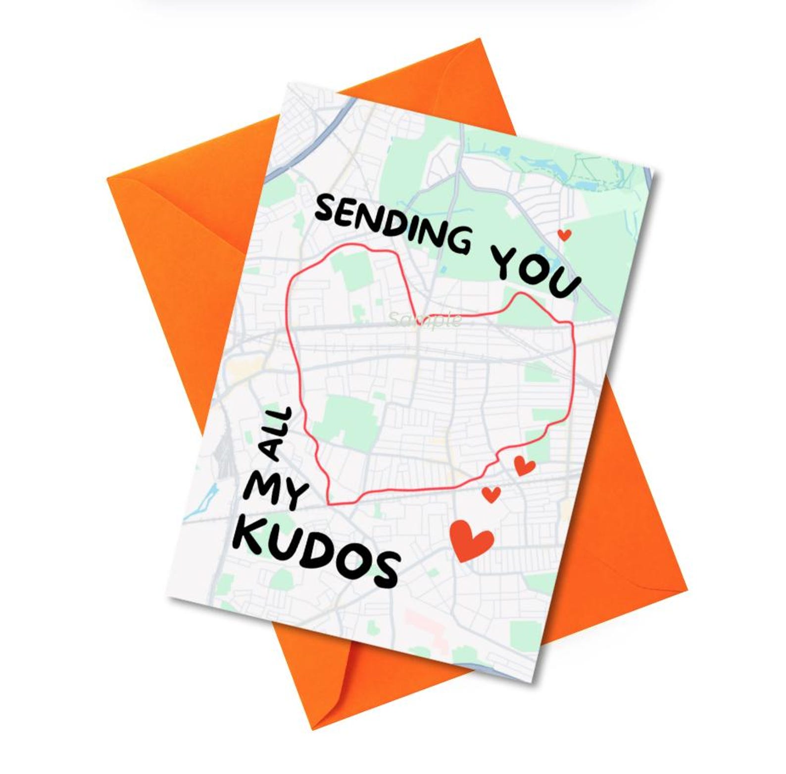 Strava Kudos Card for Runners & Cyclists, Running Route Heart Map Card ...