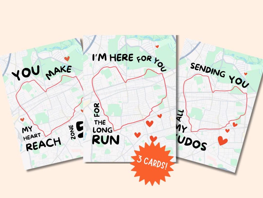 Strava Heart Map Card for Runners & Cycling Lovers (instant Download ...
