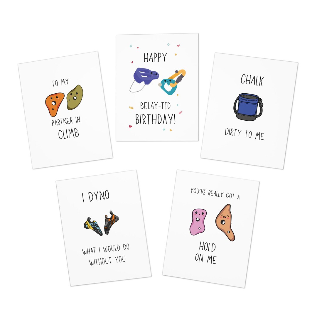 Rock Climbing Bundle, 5 Printable Cards for Valentine’s Day, Birthdays ...