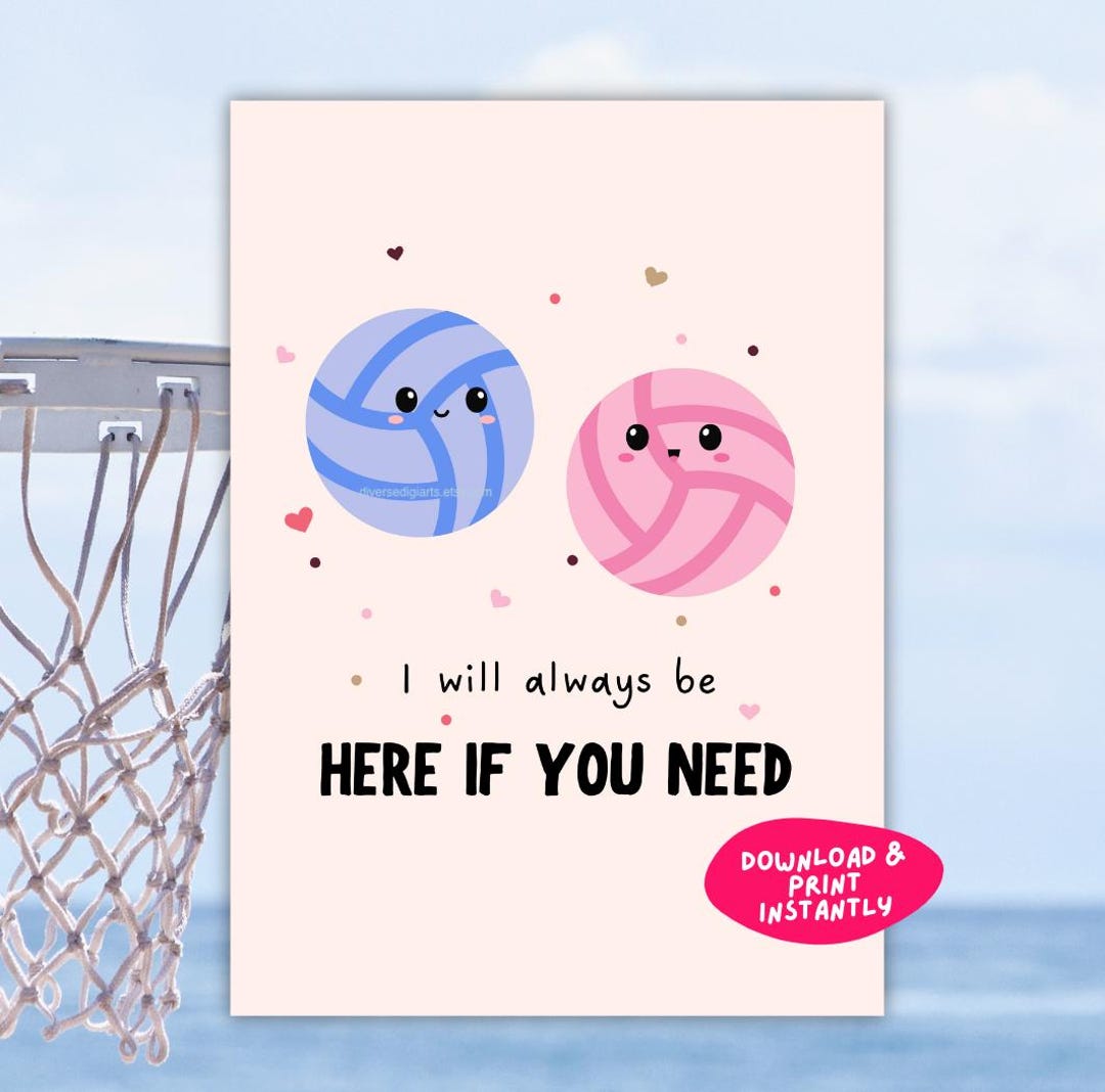 Netball-themed Card, Printable Download, Netball Team Gift Card ...