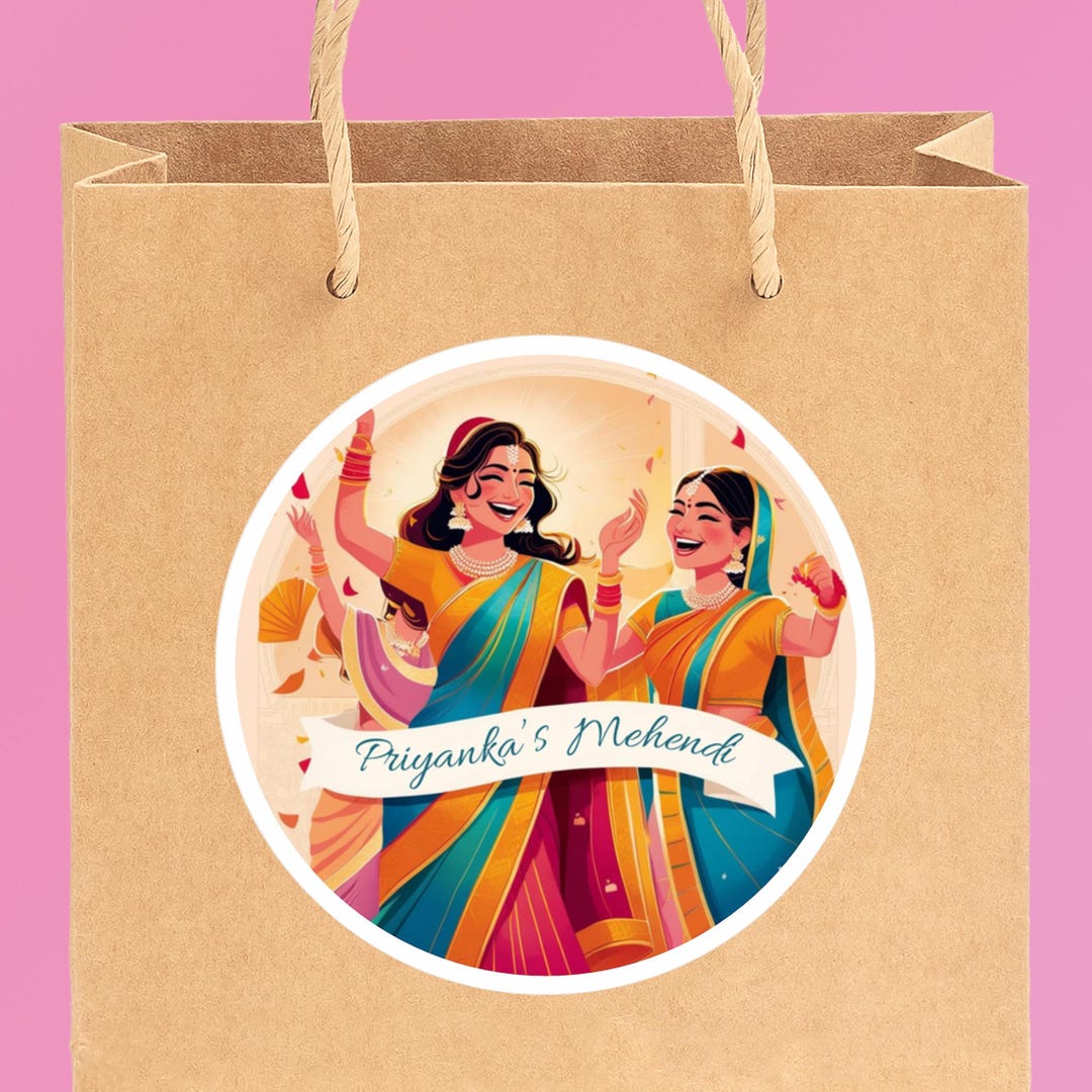 Indian Wedding Event Stickers Customized Mehendi Night Sangeet Half ...