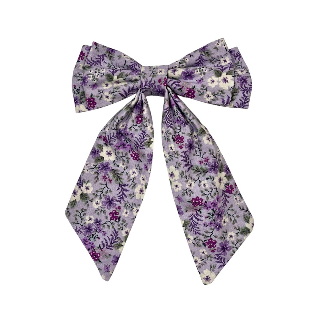 Hair Bow Purple Floral - Etsy