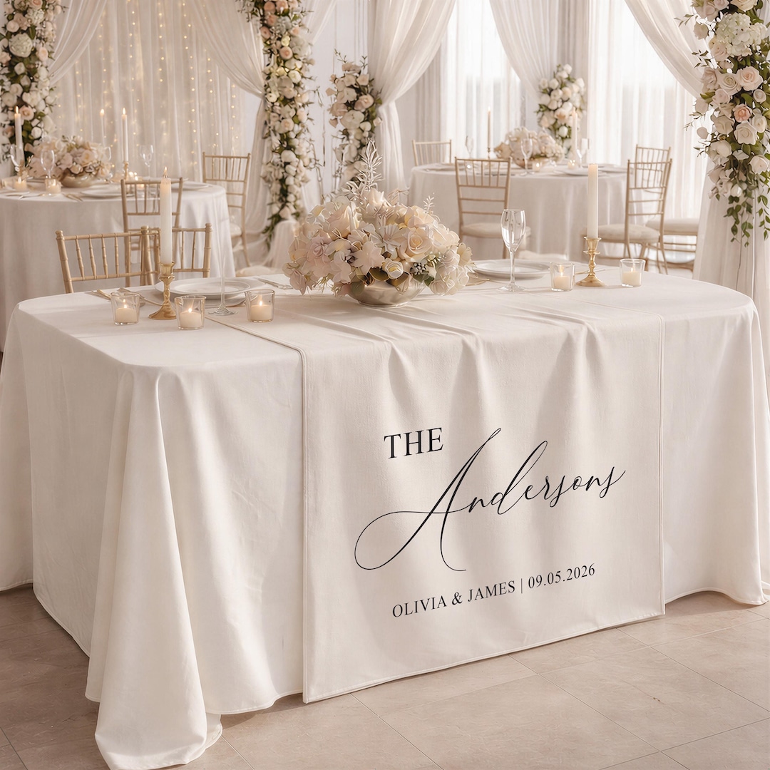 Wedding Table Runner, Linen Personalized Banner, Custom Name Sweetheart ...