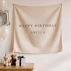 Custom Birthday Sign | Fabric Name Banner | Personalized Party Decor ...