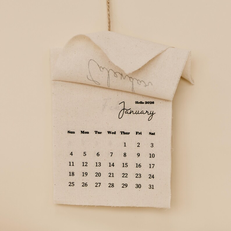 Minimalist Canvas Wall Calendar 2026, Hanging Planner, Playroom Wall ...