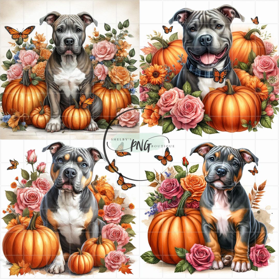 Pitbull Fall PNG Bundle: Halloween Dog Clipart (digital Download) - Etsy