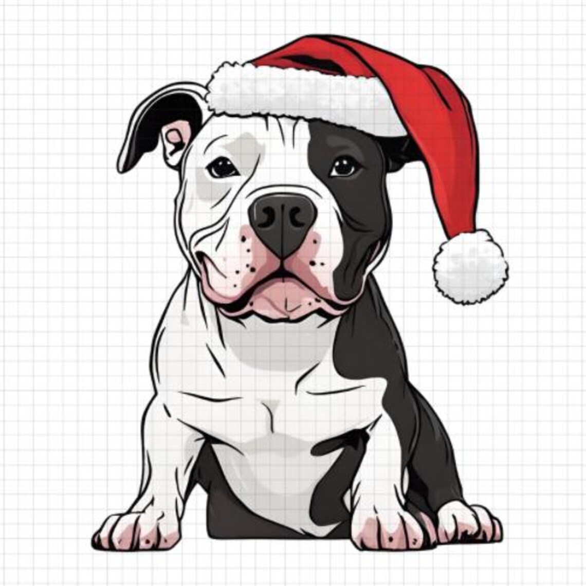 Festive Christmas Pit Bull PNG | Holiday Dog Design | Santa Hat Pitbull ...