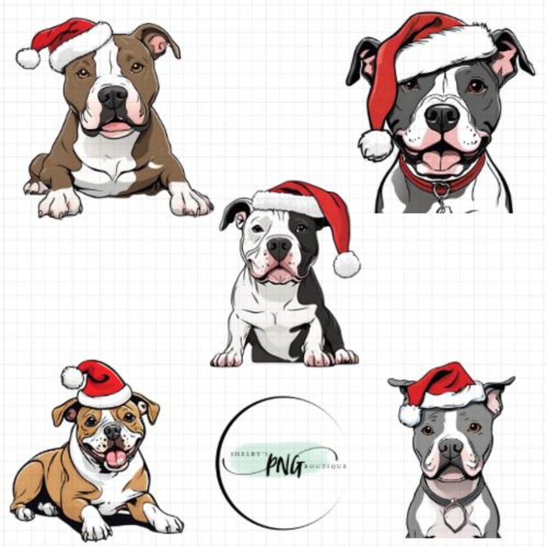 Festive Christmas Pit Bull PNG | Holiday Dog Design | Santa Hat Pitbull ...