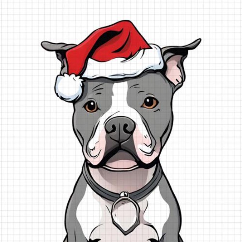 Festive Christmas Pit Bull PNG | Holiday Dog Design | Santa Hat Pitbull ...