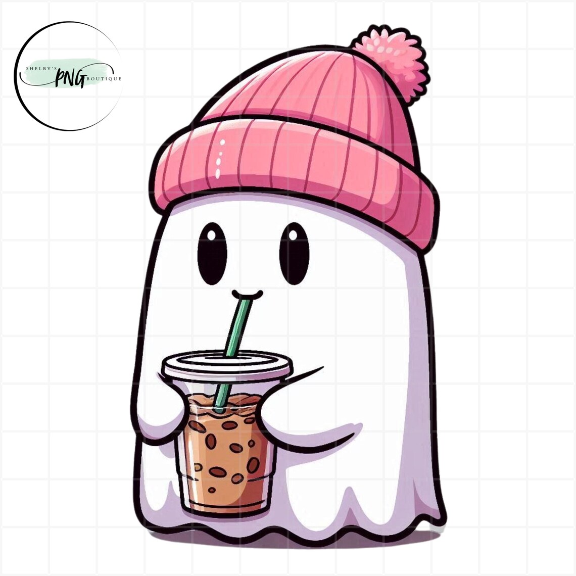 Kawaii Ghost With Boba Tea PNG | Cute Fall Ghost Clipart | Halloween ...