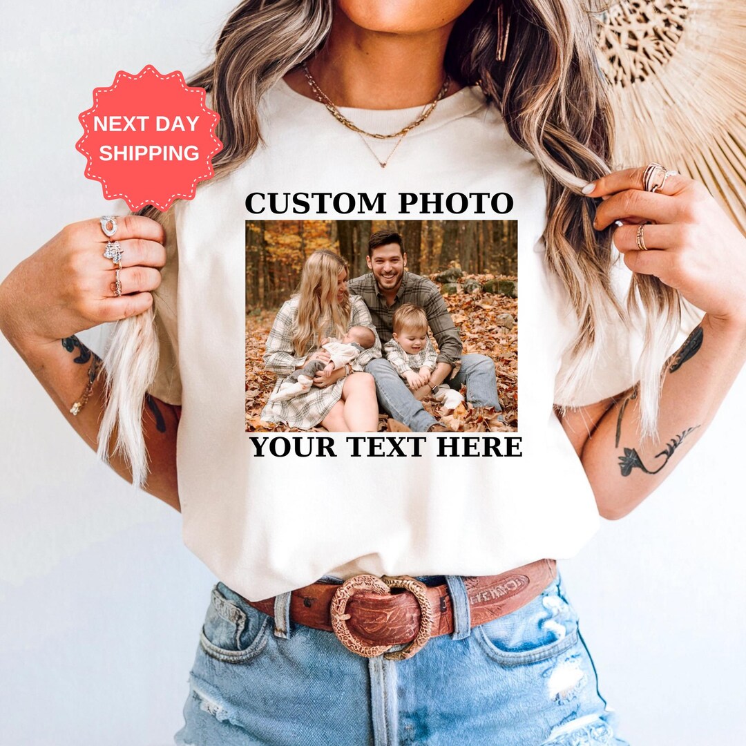 Personalized Photo T-shirt: Custom Graphic Tee With Your Text - Etsy