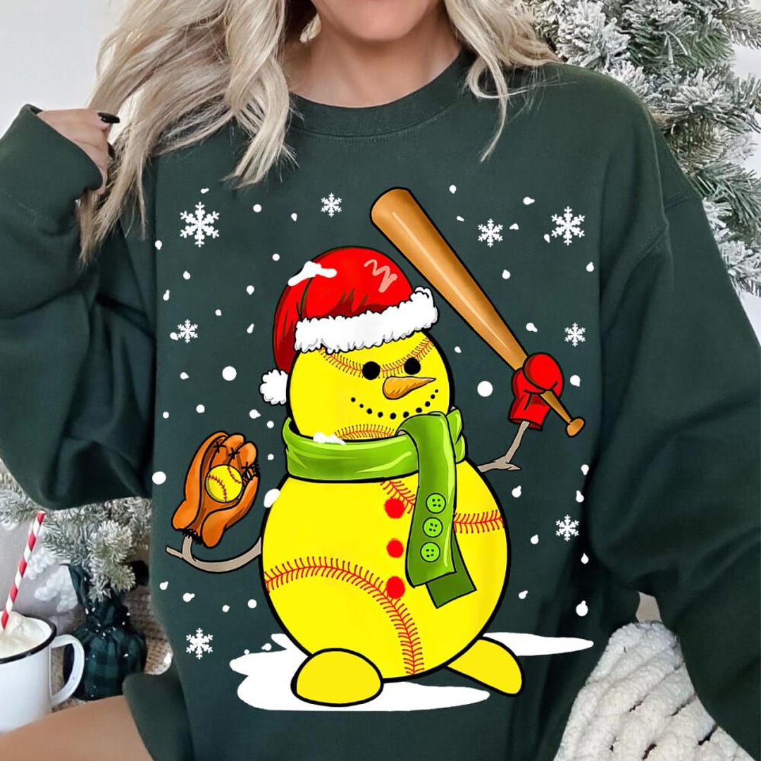 Softball Snowman PNG Digital Download, Softball Game Png, Christmas ...