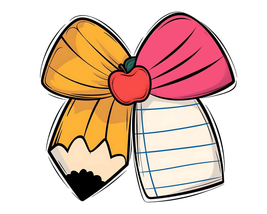 Teacher Pencil Paper Bow Png File, Teacher Gift,back School Gift,first ...