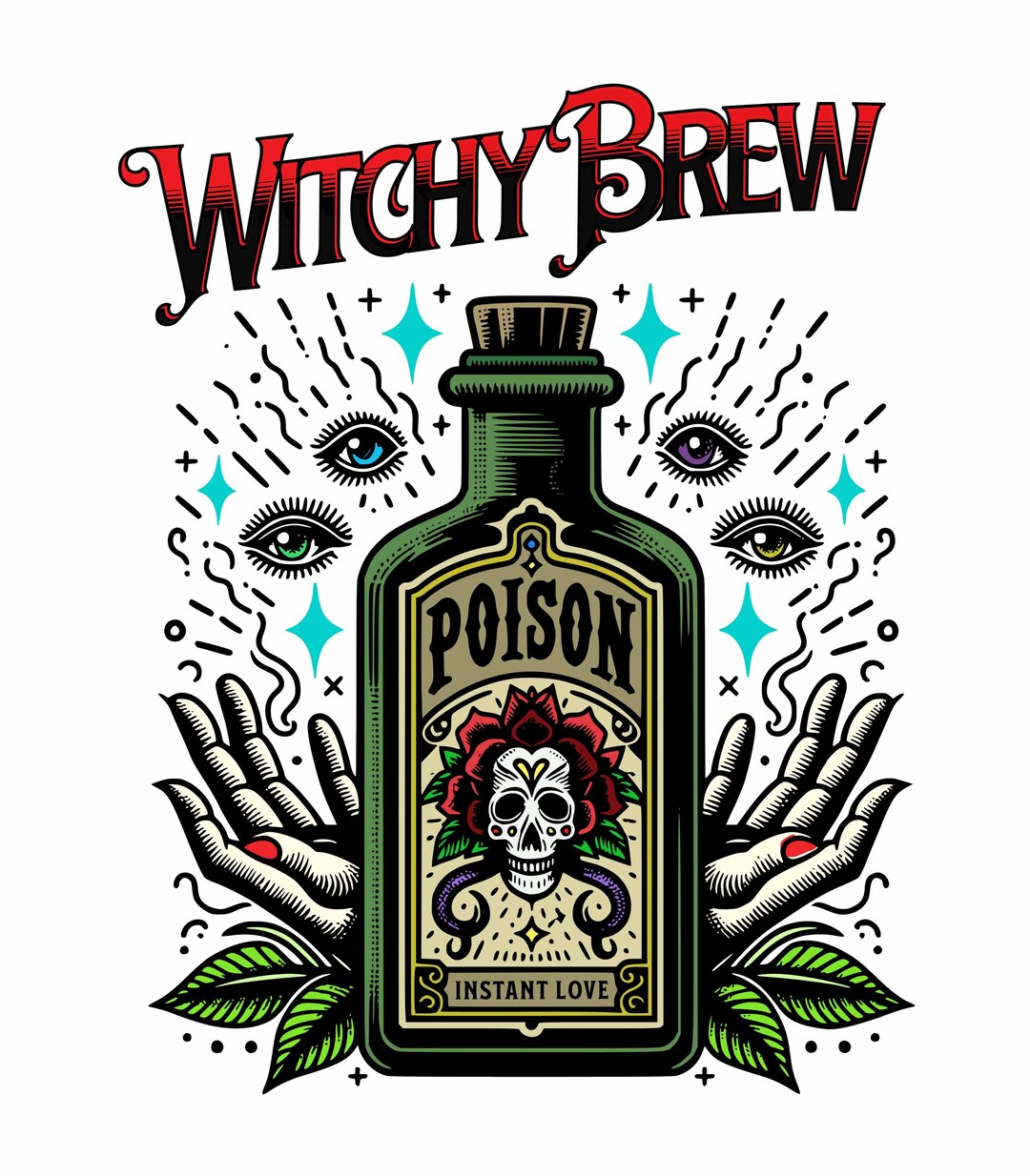 Witches Brew Halloween PNG Art , Poison Bottle Illustration, Spooky ...