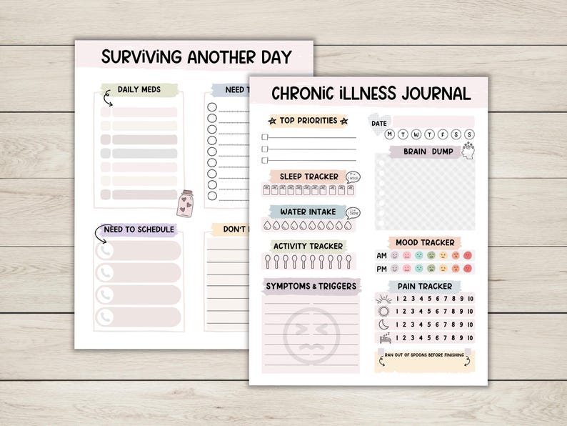 Chronic Illness Daily Journal Template - Spoonie Daily Symptom Journal ...