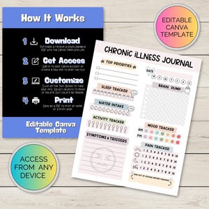 Chronic Illness Daily Journal Template - Spoonie Daily Symptom Journal ...