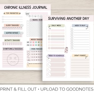Chronic Illness Daily Journal Template - Spoonie Daily Symptom Journal ...