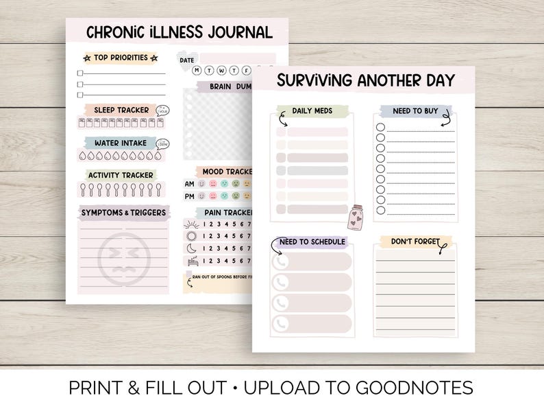 Chronic Illness Daily Journal Template - Spoonie Daily Symptom Journal ...
