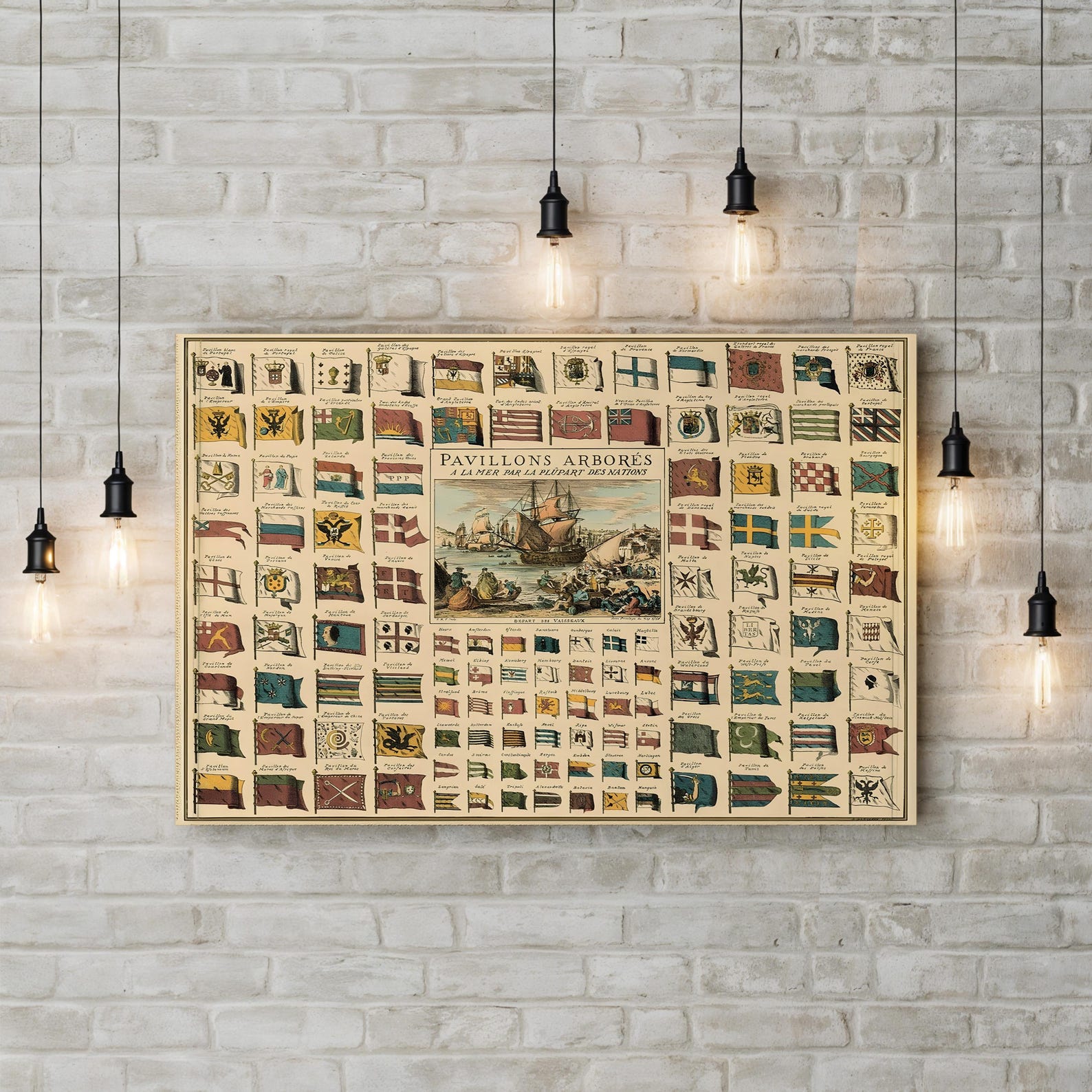 Vintage Display of Flags Art Print Nautical Flags and Ship Design ...