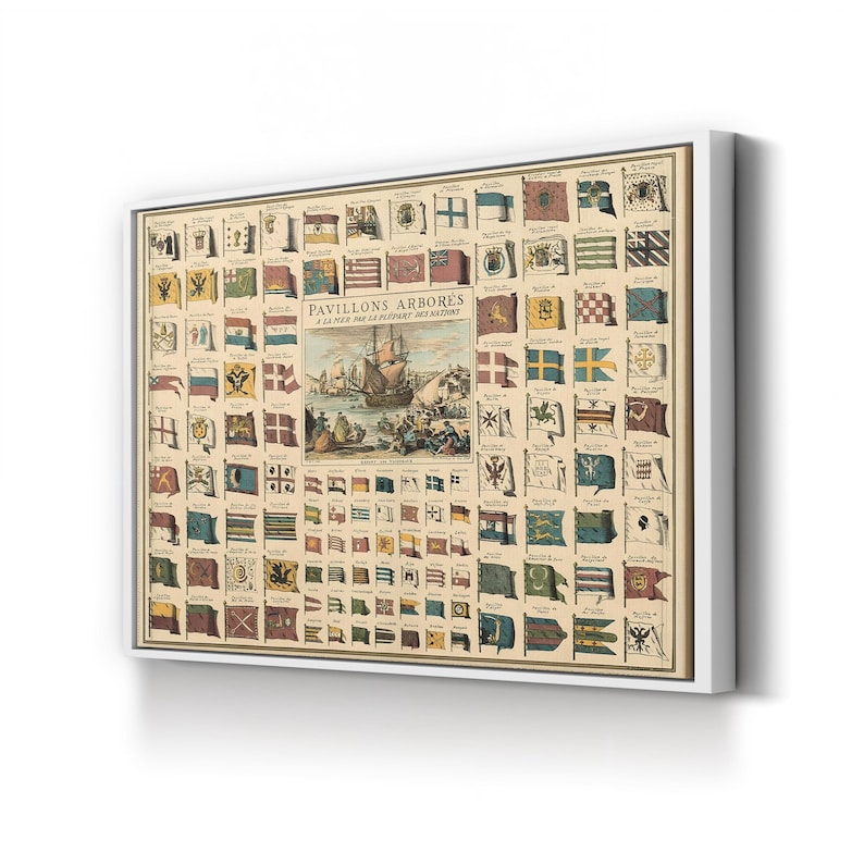 Vintage Display of Flags Art Print Nautical Flags and Ship Design ...